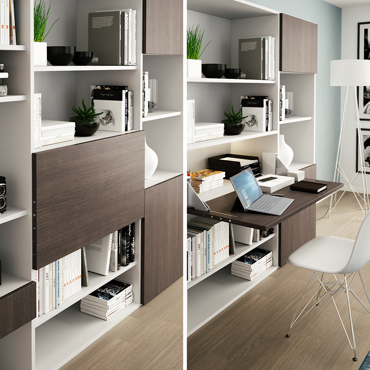 Systeem neerklapbaar bureau ingebouwde kast - Du Pont BV