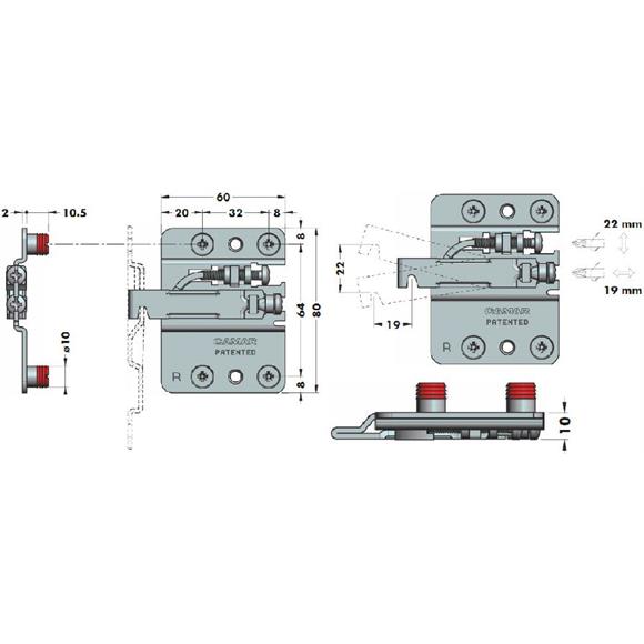 Kastophanger CAMAR 807.02.Z1.IN.DX R + drevels - Du Pont BV